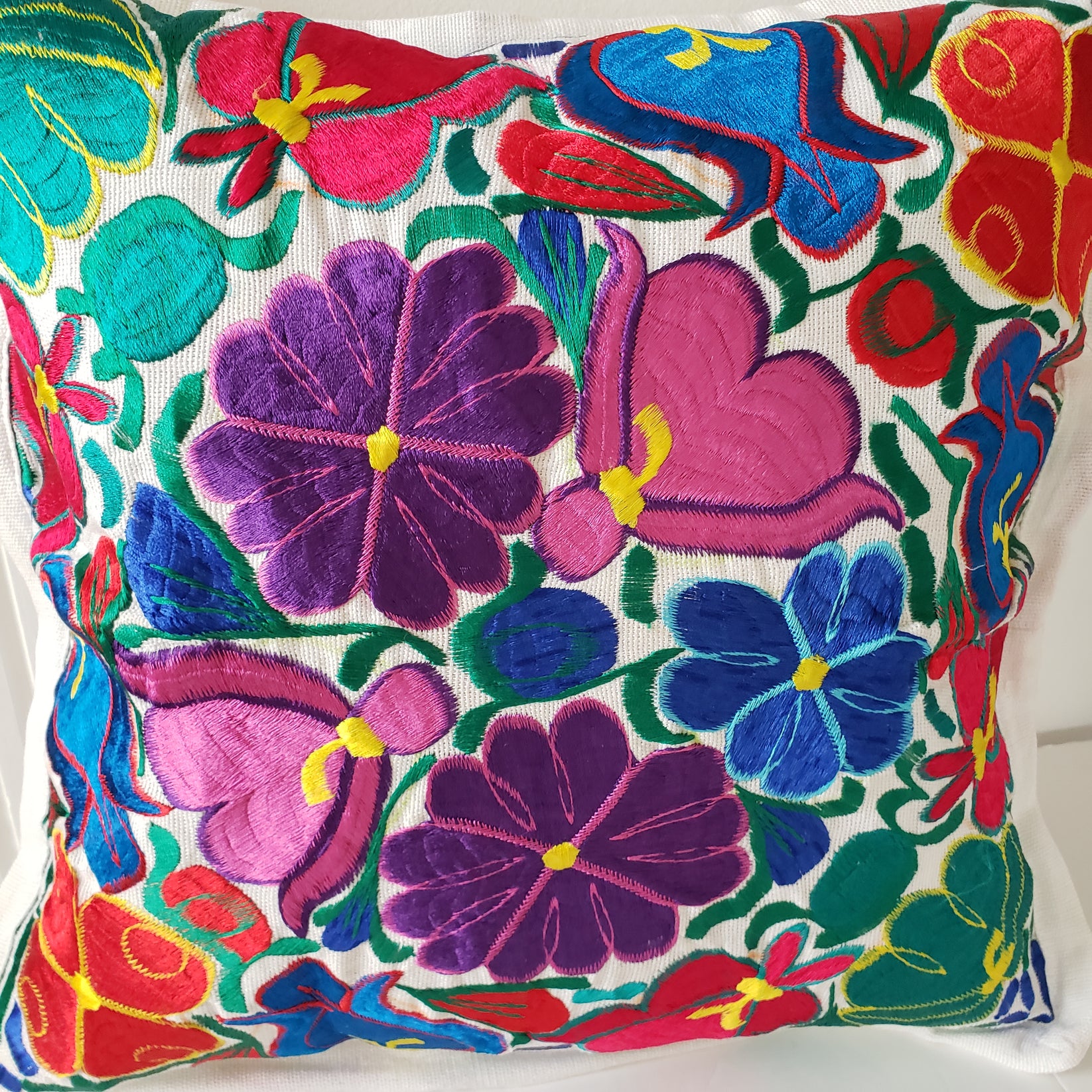 Mexican Pillow Cover Oaxaca Handmade Embroidered Decorative Pillow Cas ...