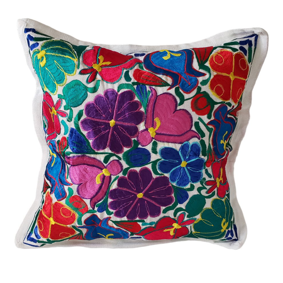 Mexican Pillow Cover Oaxaca Handmade Embroidered Decorative Pillow Cas ...