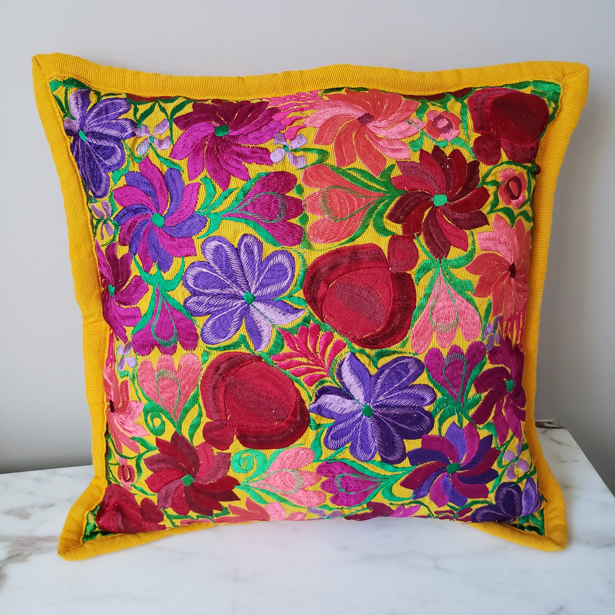 Mexican Pillow Cover Oaxaca Handmade Embroidered Decorative Pillow Cas ...