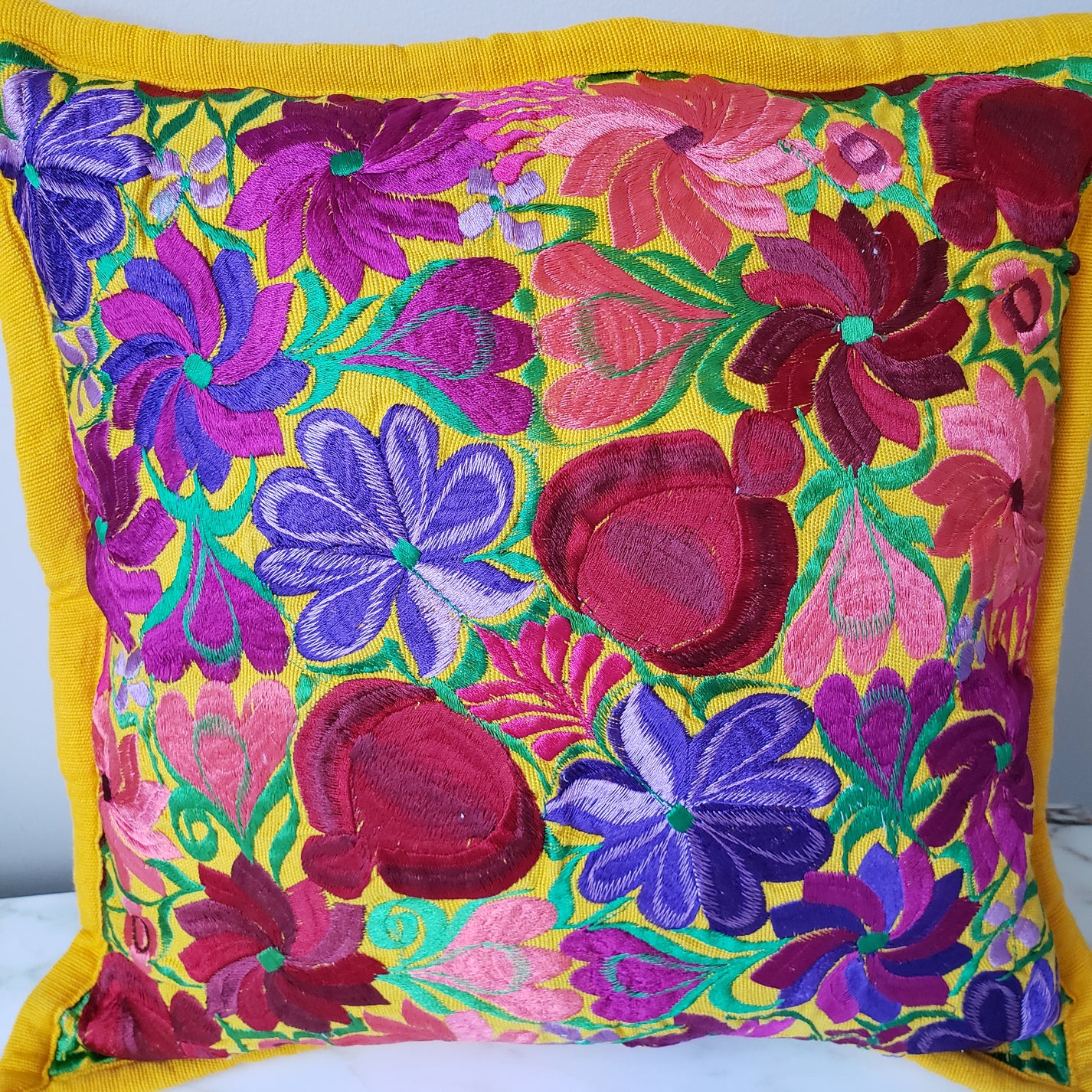 Mexican Pillow Cover Oaxaca Handmade Embroidered Decorative Pillow Cas ...