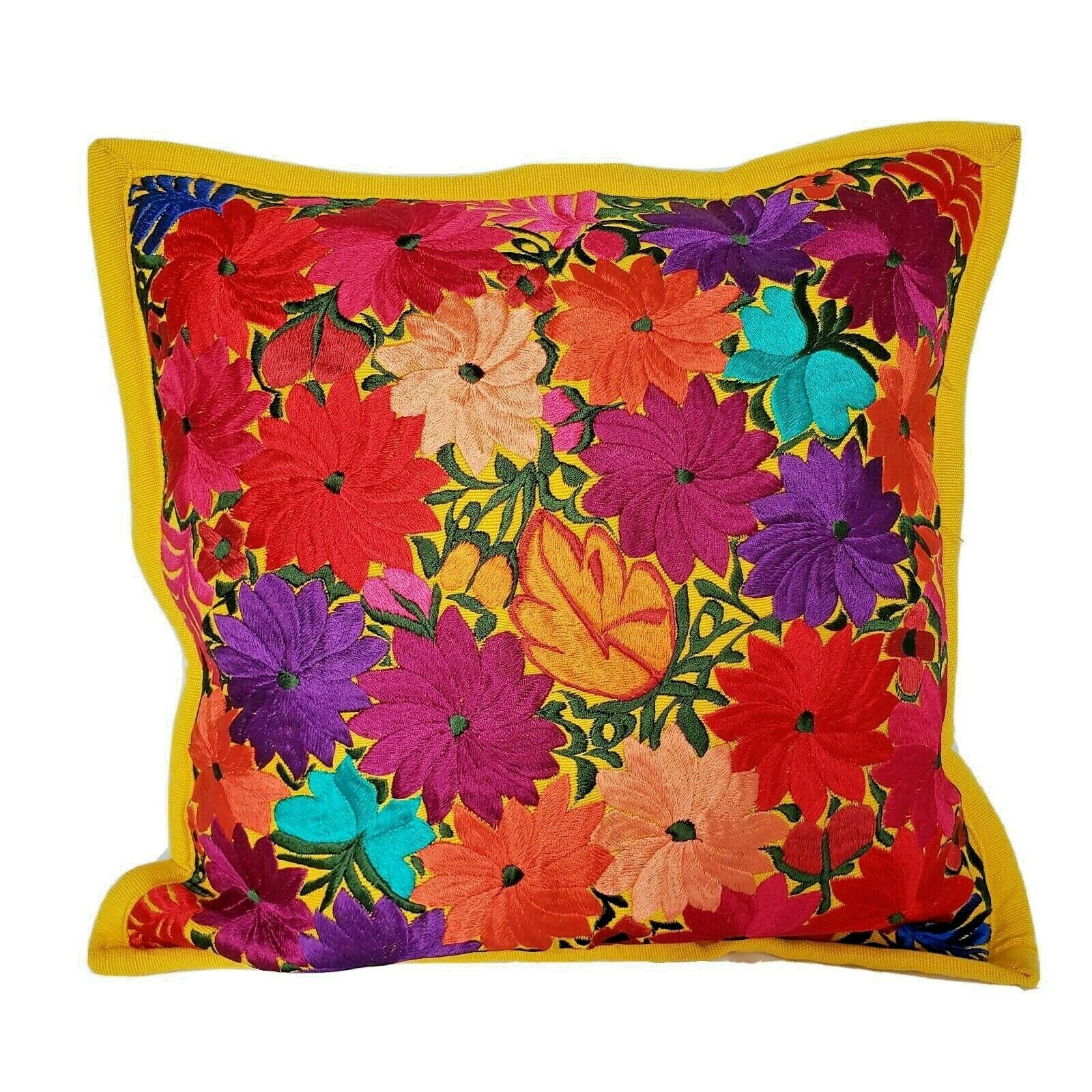 Mexican Pillow Cover Oaxaca Handmade Embroidered Decorative Pillow Cas ...